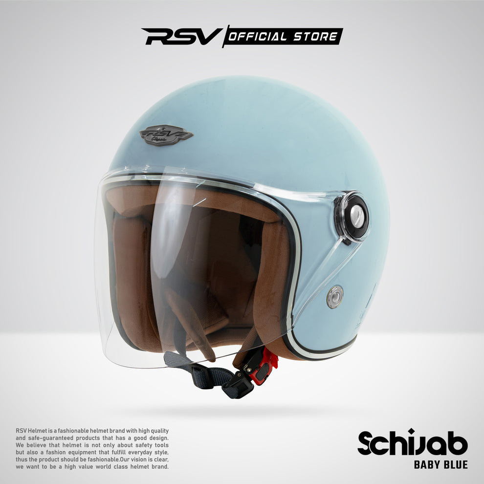 RSV X TVS SC Hijab Retro Classic Helm Half Face - Baby Blue Glossy l H ...