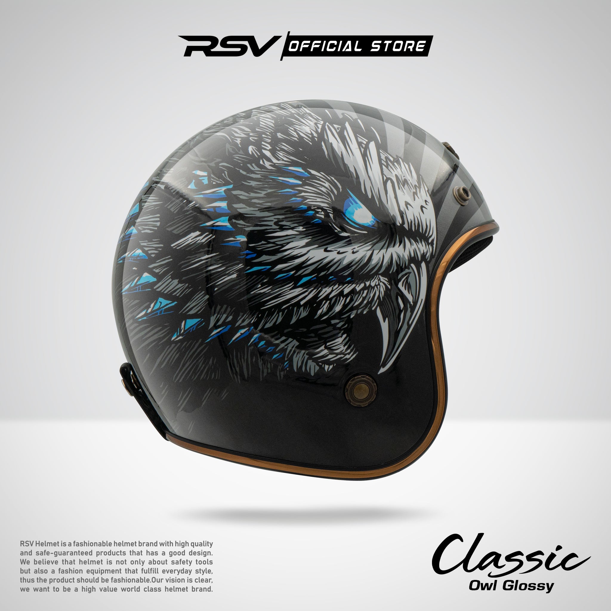 RSV HELM CLASSIC OWL GLOSSY – RSV Helmets - PT HELMINDO PRATAMA INDONESIA